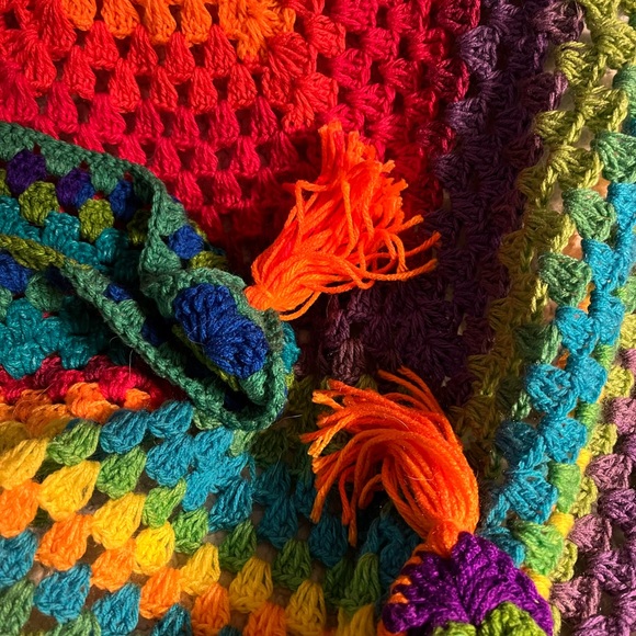 Bedding | Handmade Crocheted Rainbow Throw 48x48 | Poshmark